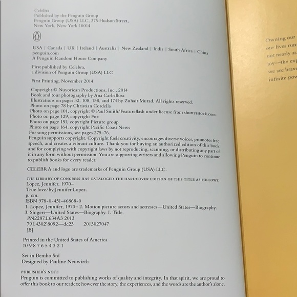 Other | 32jennifer Lopez True Love Hardcover Book | Poshmark